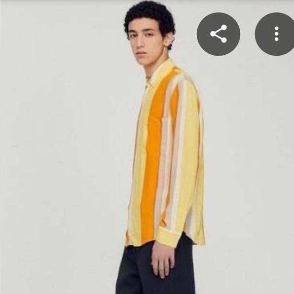 Sandro | Shirts | Sandro Yellow And Orange Striped Mens Shirt | Poshmark